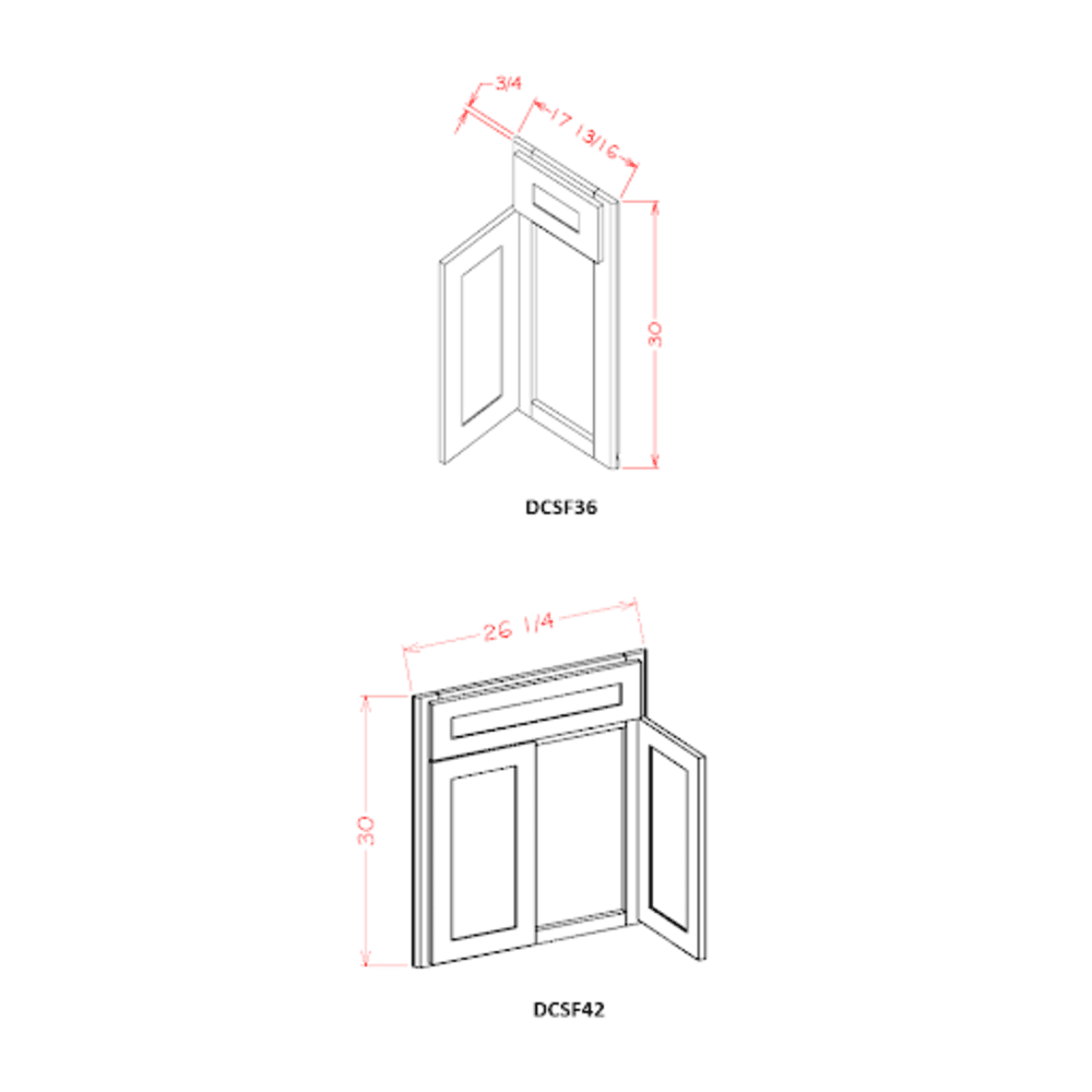 Diagonal Corner Sink Base Fronts - Shaker Dove - Assembled